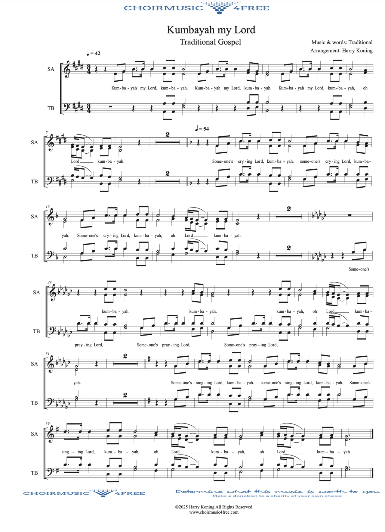Kumbayah My Lord - Choirmusic4free